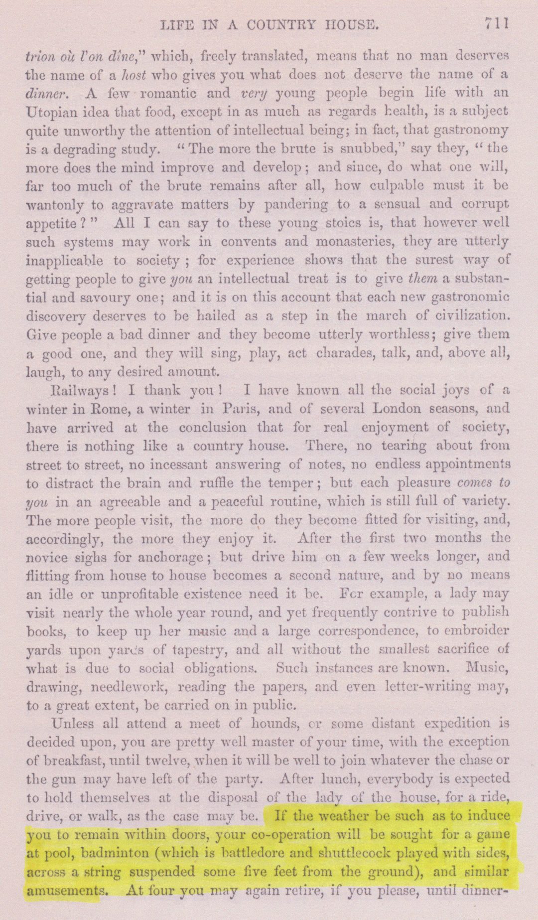 Cornhill Magazine – The Game of Badminton in 1863 - The Badminton Museum
